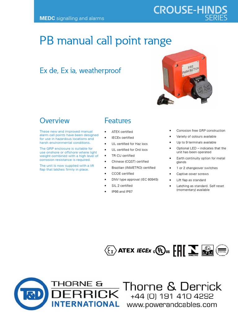 PB Manual Call Point Range: Ex De, Ex Ia, Weatherproof | PDF | Resistor ...
