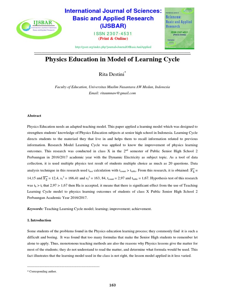 Improving Physics Learning Outcomes Through the Application of the ...