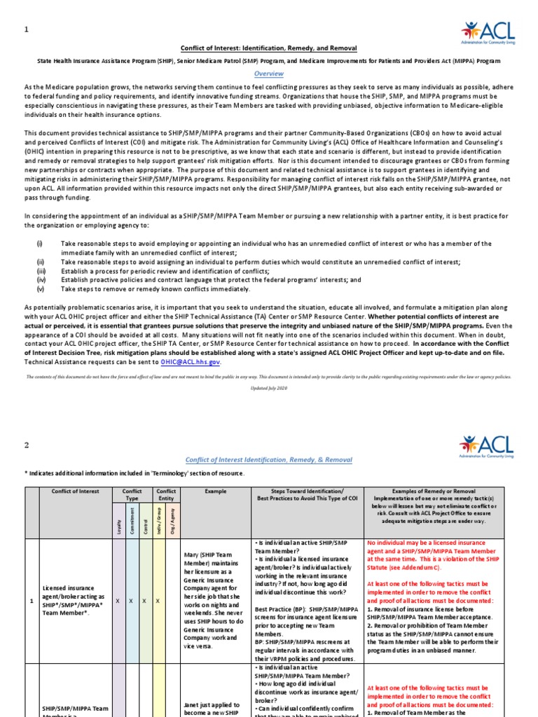 OHIC COI Resource 071720 - Final | PDF | Conflict Of Interest | Insurance