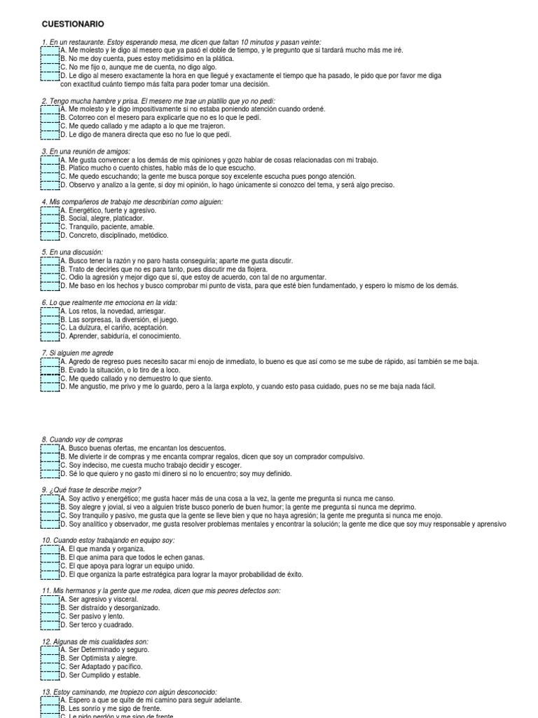 Resultados de la encuesta de personalidad: Perfil de comportamiento y ...
