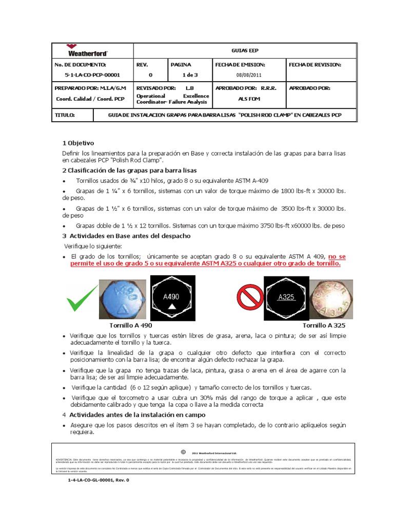 1.. Guia de Instalacion Grapas para Barra Lisas "Polish Rod Clamp" en ...