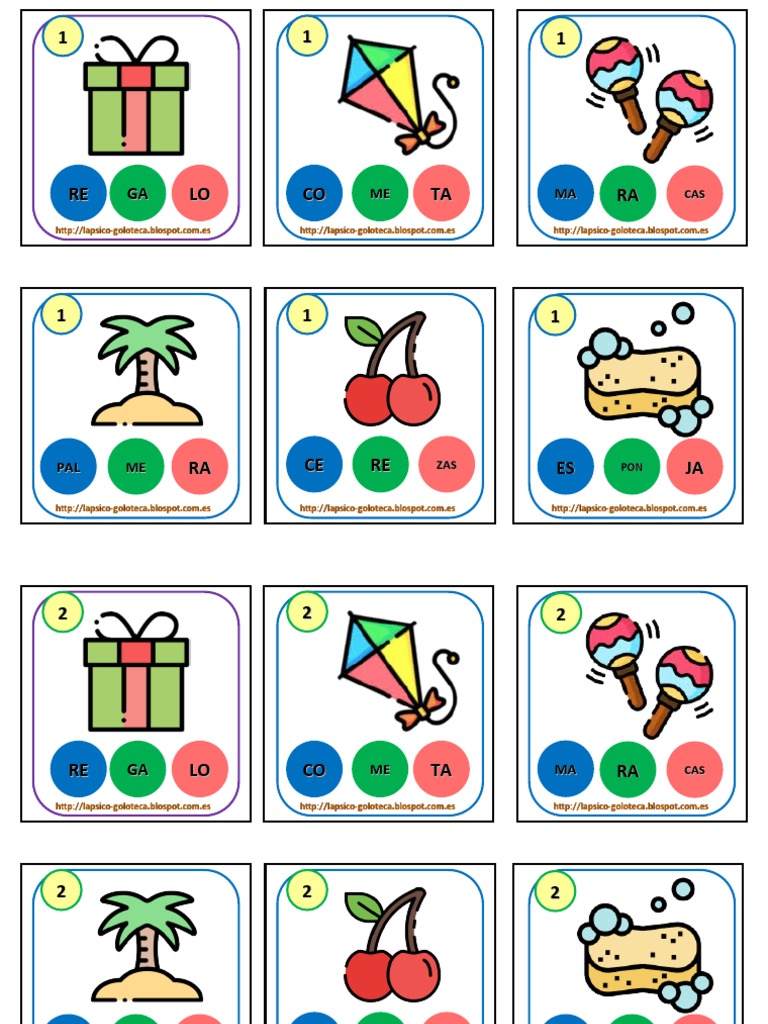 Juego Combinar Sílabas | PDF | Estudios de idiomas extranjeros