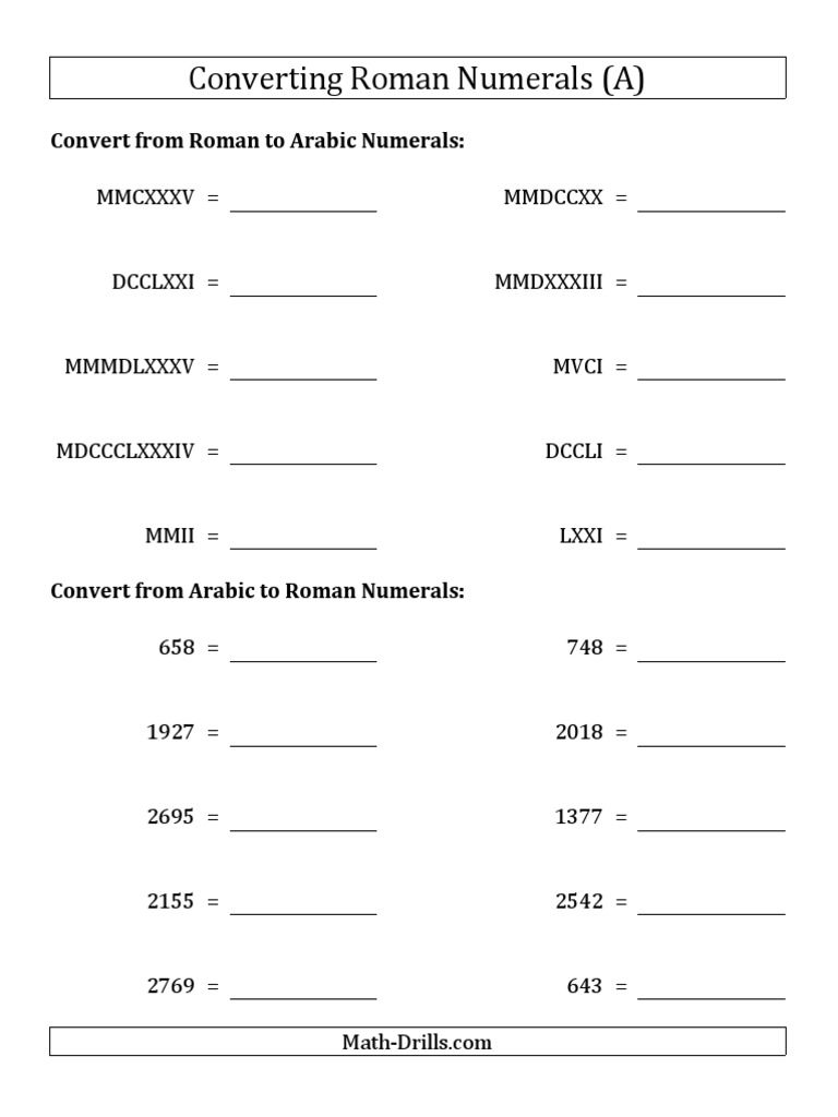 Converting Roman Numerals (A) : MMCXXXV MMDCCXX | PDF | Semantics ...