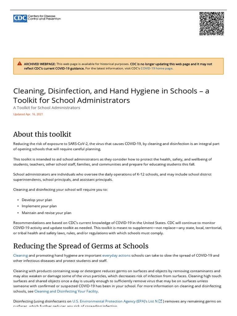 Cleaning, Disinfection, and Hand Hygiene in Schools - A Toolkit For ...