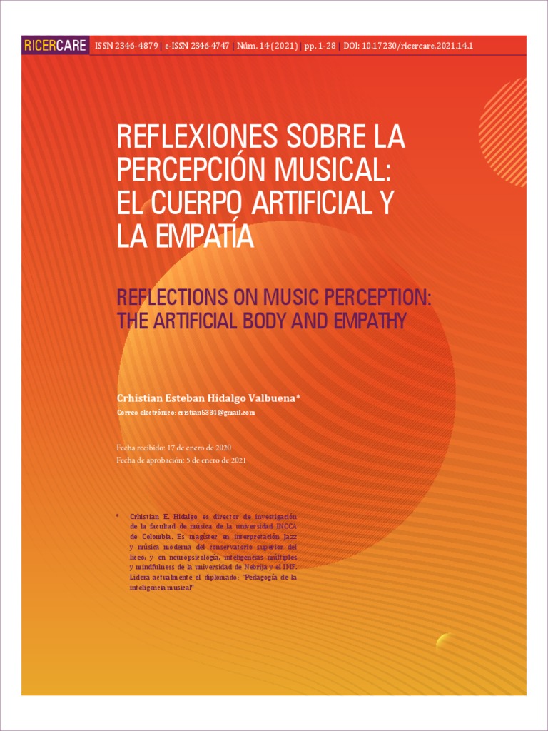 Reflexiones Sobre La Percepción Musical - El Cuerpo Artificial y La ...