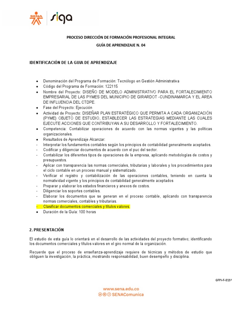 Gfpi-F-019 - Guia - de - Aprendizaje n.4 - Documentos Comerciales | PDF | Contabilidad | Aprendizaje