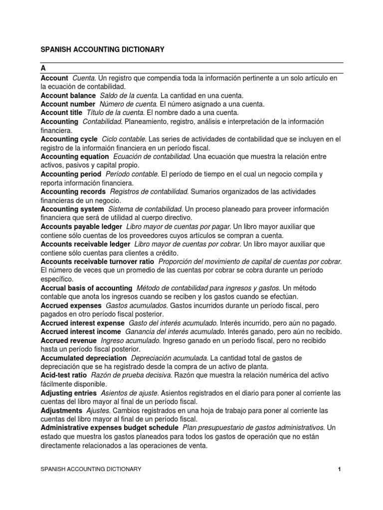 Accounting Spanish - English Glossary | PDF | Bancos | Compartir (Finanzas)