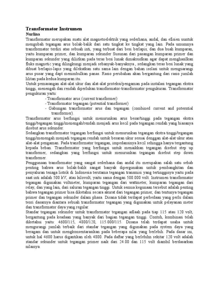 Transformator Instrumen | PDF