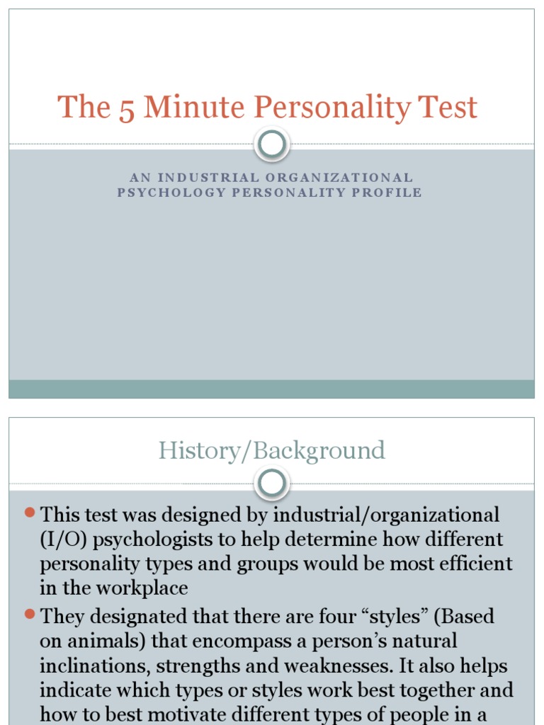 The 5 Minute Personality Test Animals | PDF | Psychology | Personality Type