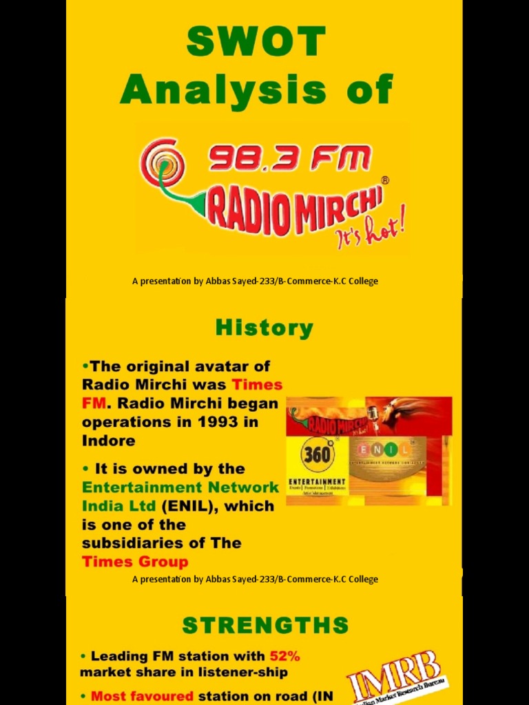 Swot of Radio Mirchi | PDF