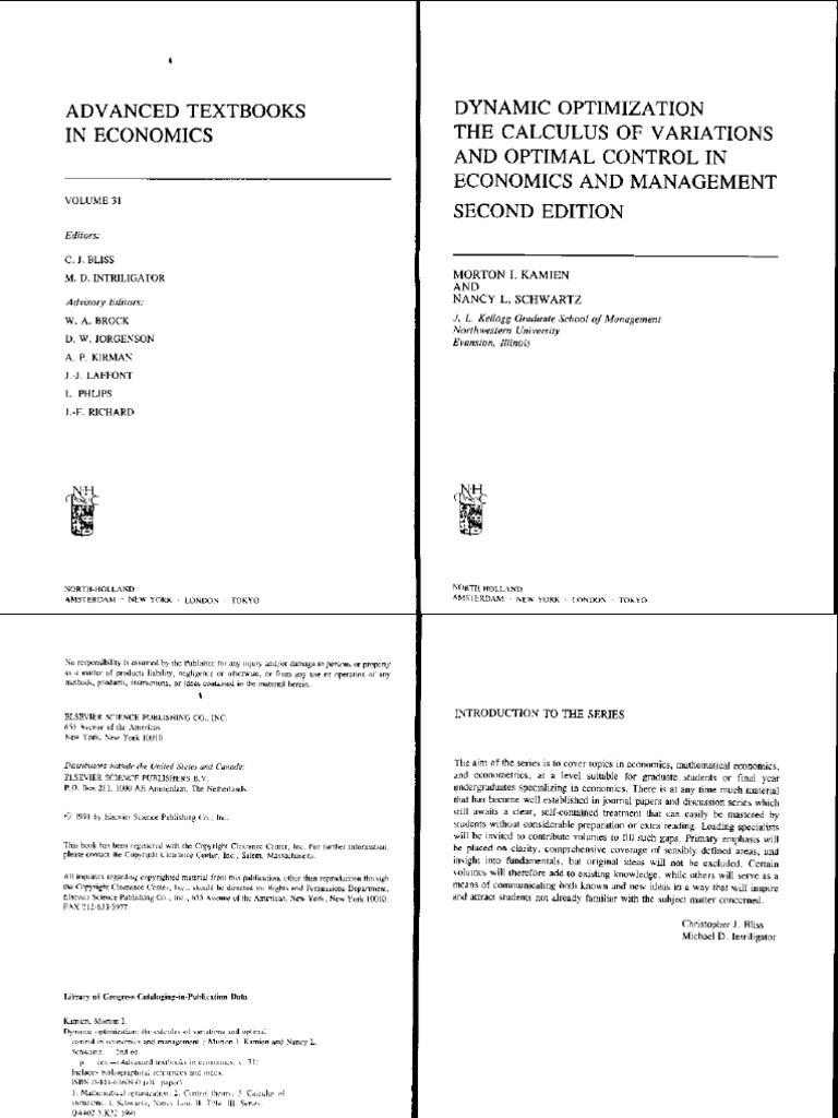 Pub Dynamic Optimization The Calculus of Variations An | PDF