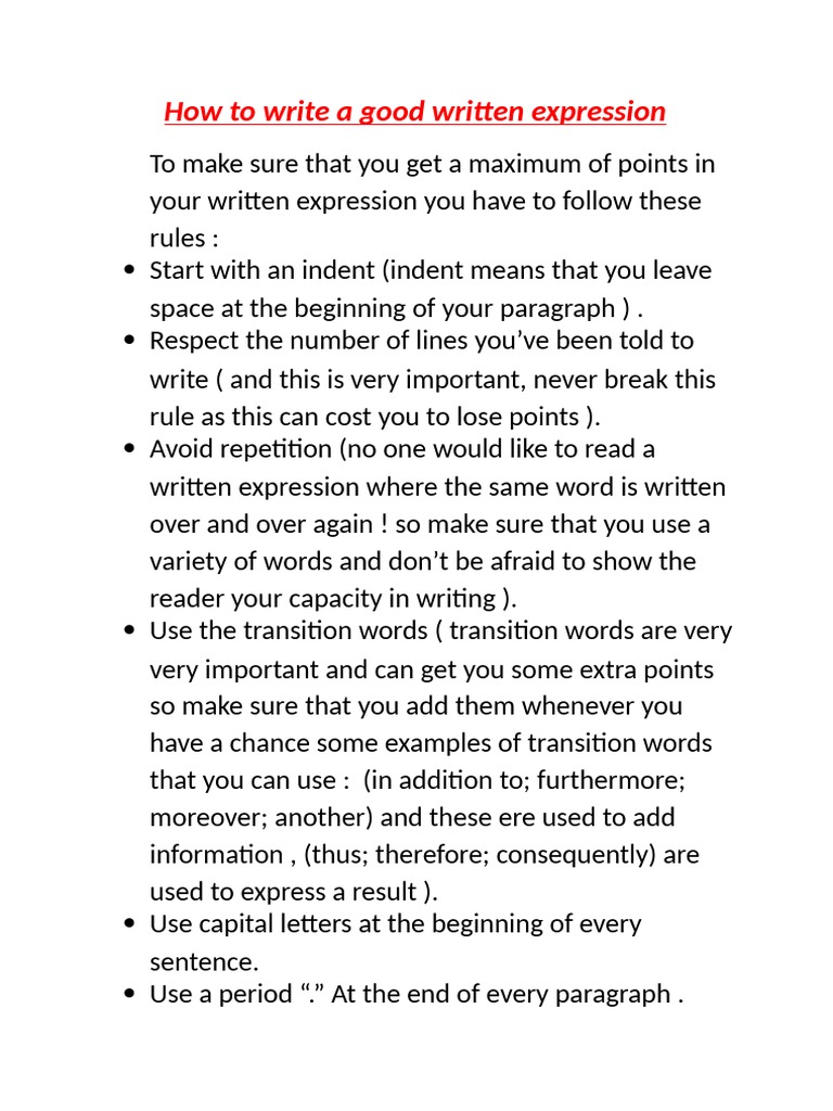 How To Write A Good Written Expression | PDF
