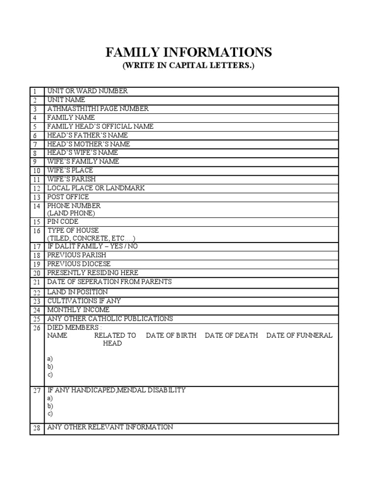 FAMILY INFORMATION FORM | PDF