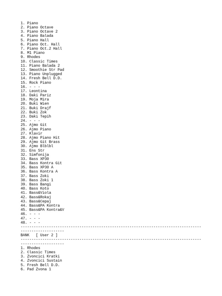 PA - SET PA4X KBD Set List | PDF | Classical Music | Musical Instruments