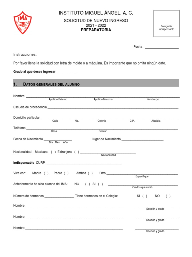 2 Solic - Nuevo Ingreso Preparatoria 21-22 | PDF | Instituciones sociales | Ciencias sociales