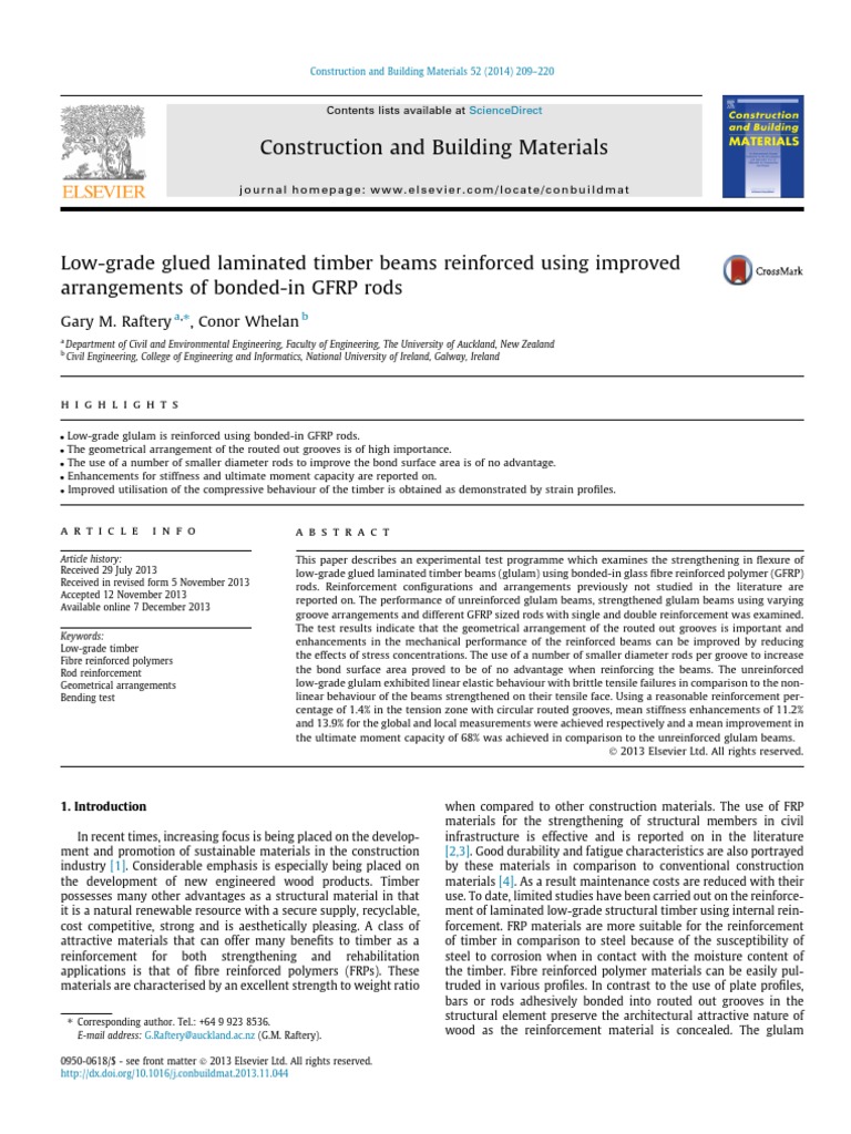 Low-Grade Glued Laminated Timber Beams Reinforced Using Improved ...
