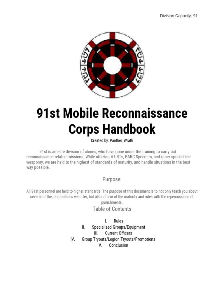 91st Mobile Reconnaissance Corps Guide | PDF | Company (Military Unit ...