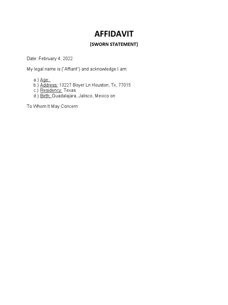 Affidavit Template | PDF