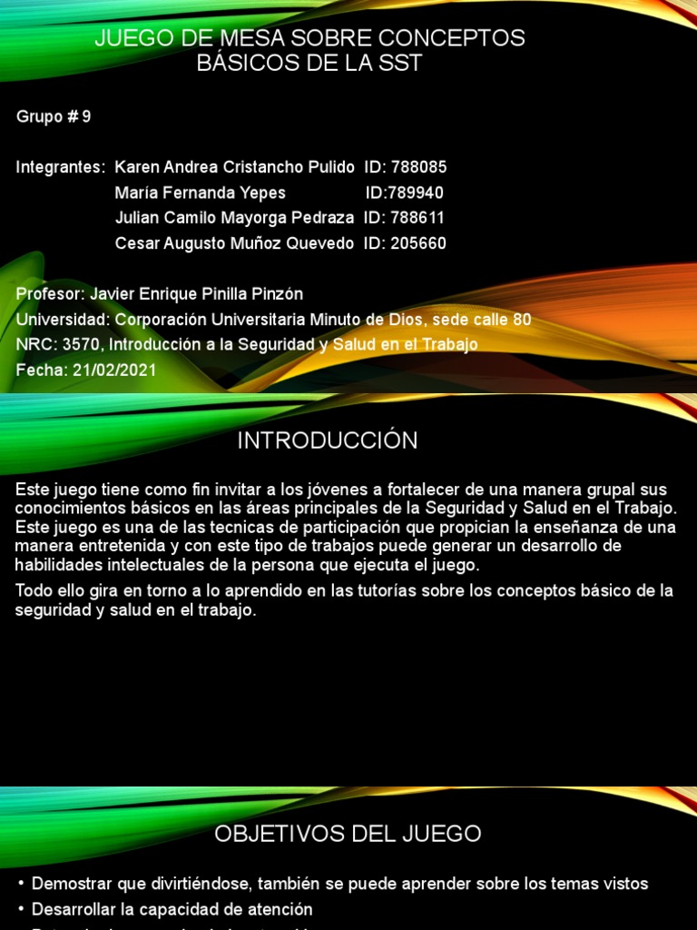 Juego de Mesa Conceptos Basicos de La SST | PDF | Cognición