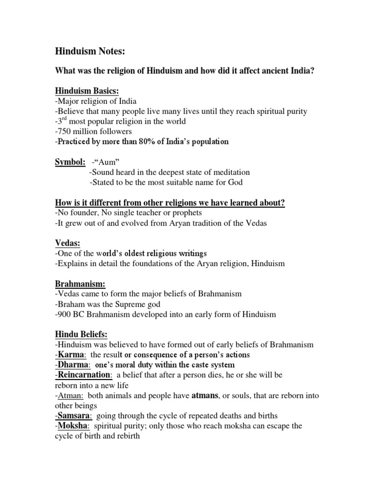 4-History of Hinduism Notes | PDF | Indian Religions | Religious Belief ...