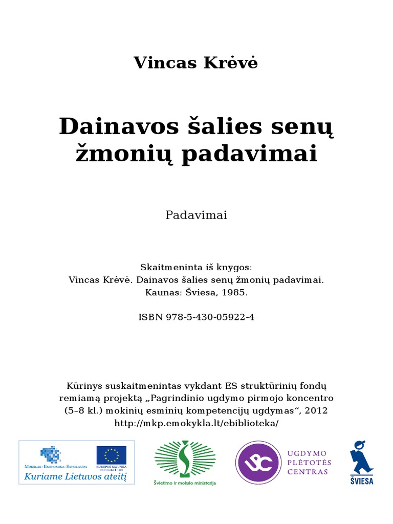 Dainavos Salies Senu Zmoniu Padavimai | PDF