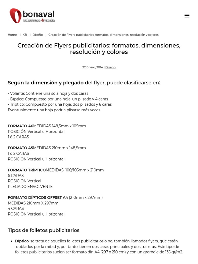 Creación de Flyers Publicitarios - Formatos, Dimensiones, Resolución y ...