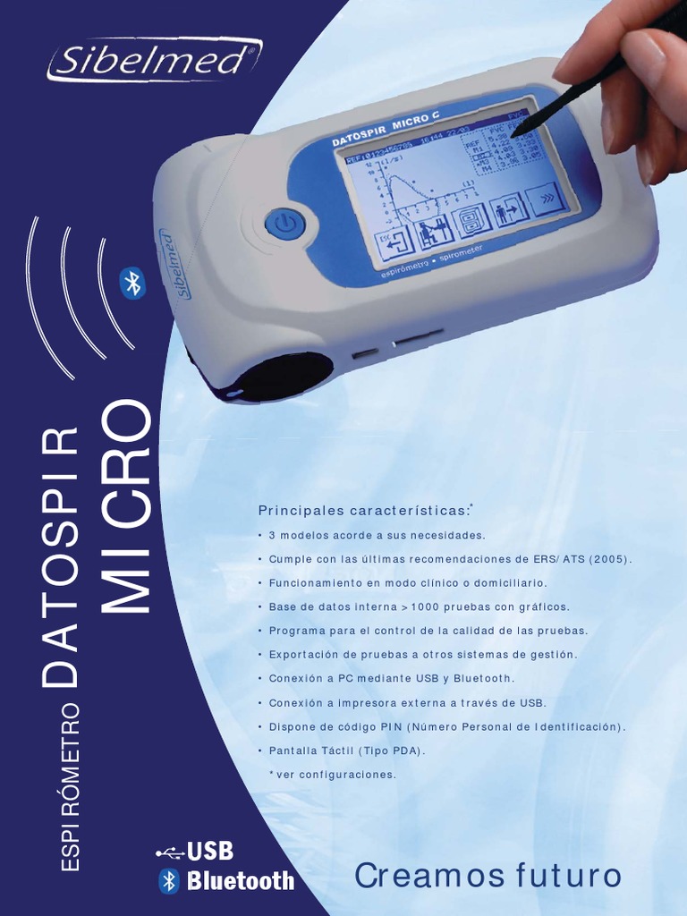 Brochure Espirometro Sibelmed Datospir Micro C | PDF | USB | Asistente ...