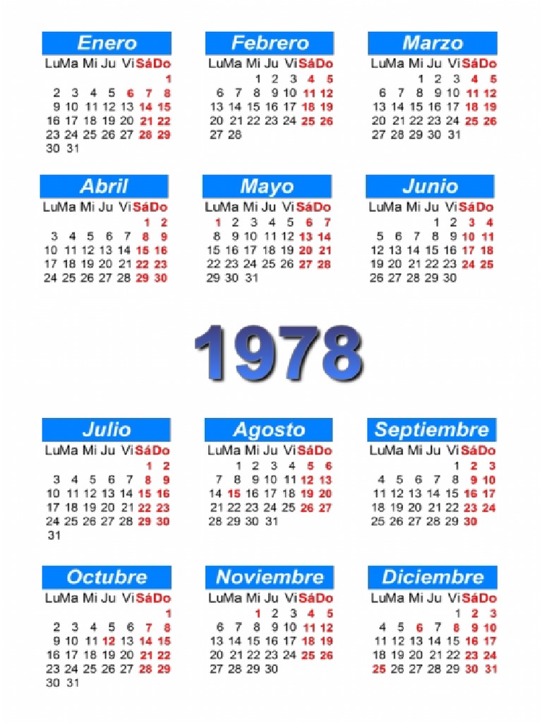 Calendario 1978 | PDF
