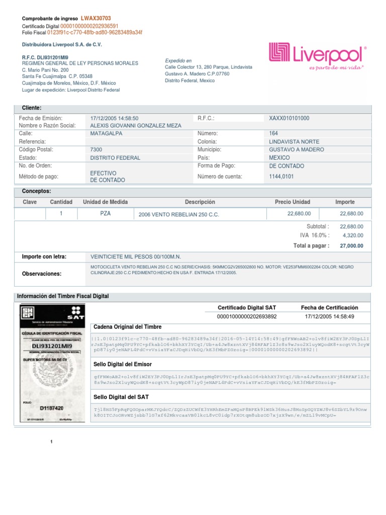 Factura Liverpool | PDF