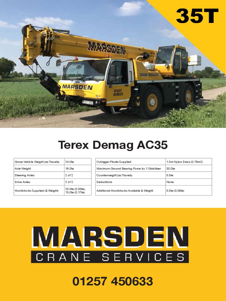 Terex Demag AC35 Crane Spec | PDF | Eje | Bienes manufacturados