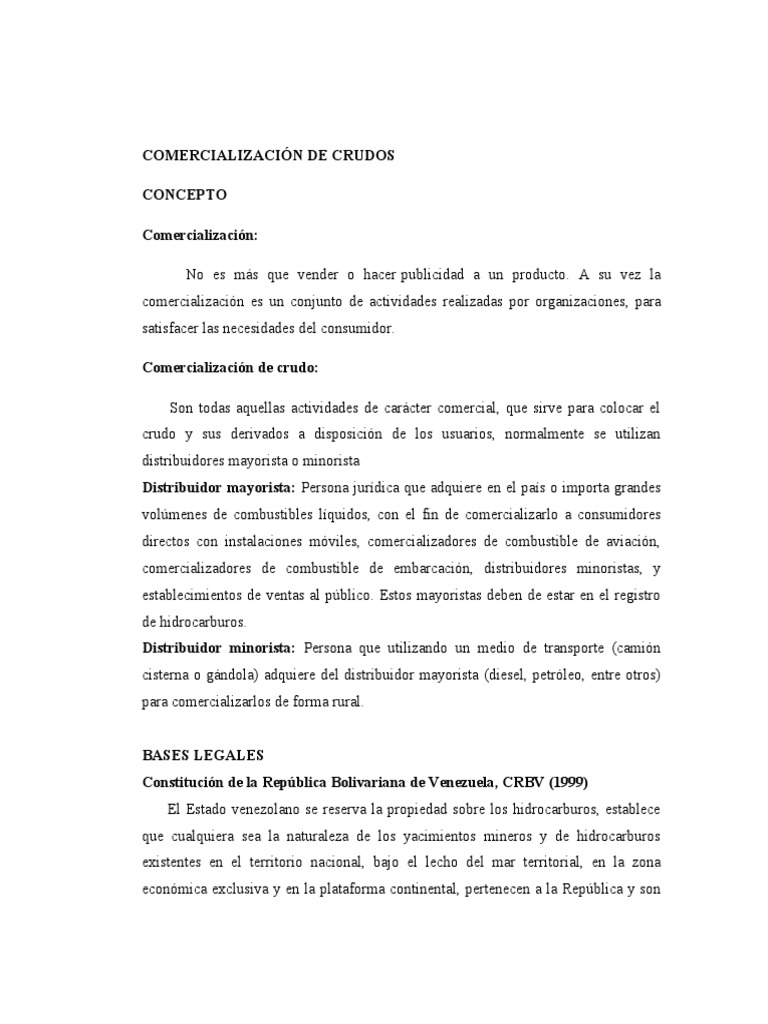 Comercialización de Crudos en Venezuela | PDF | Petróleo | OPEP