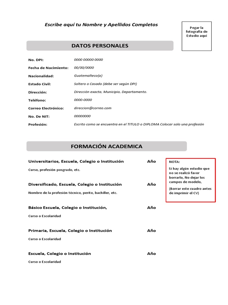 Formato de CV para Mary | PDF