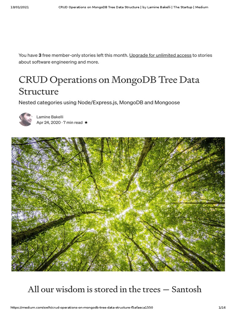 Crud Operations On Mongodb Tree Data Structure: All Our Wisdom Is ...