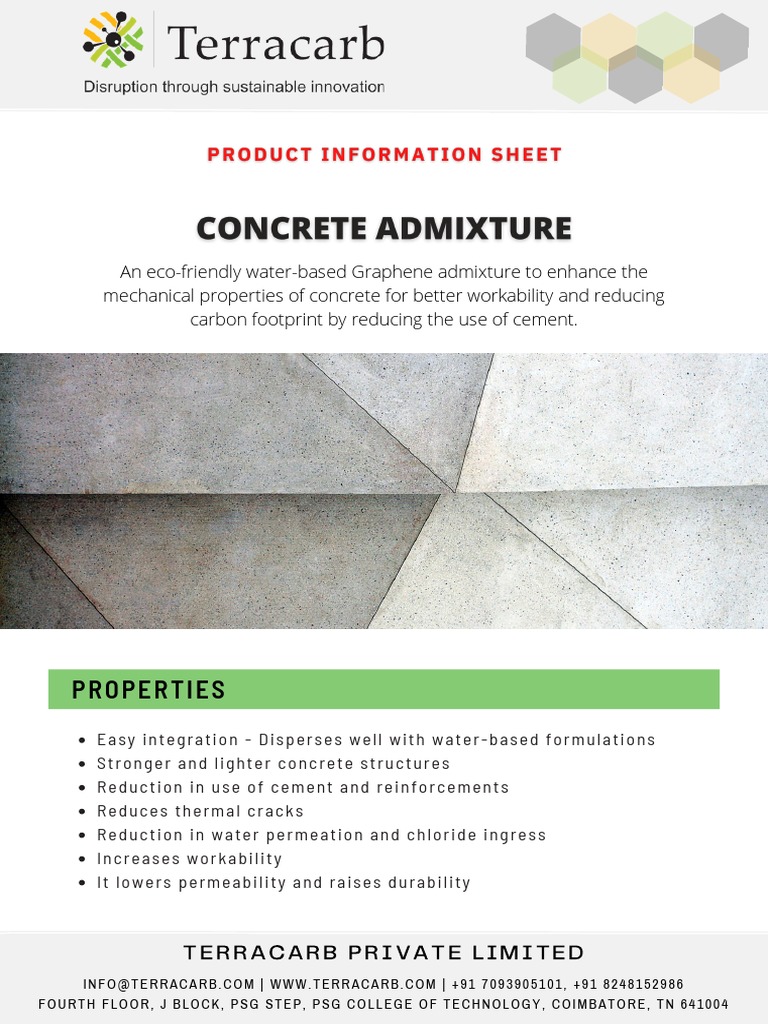 Concrete Admixture Product Information Sheet | PDF | Concrete | Materials