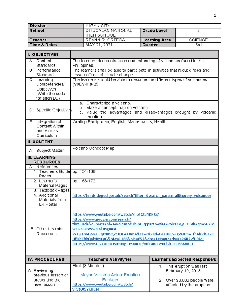 Grade 9 Science: Understanding Volcanoes | PDF | Volcano | Lava