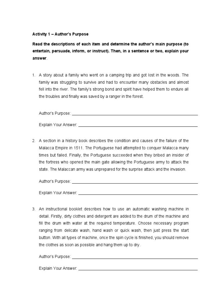 Analyzing Author's Purpose Activities | PDF | Caffeine