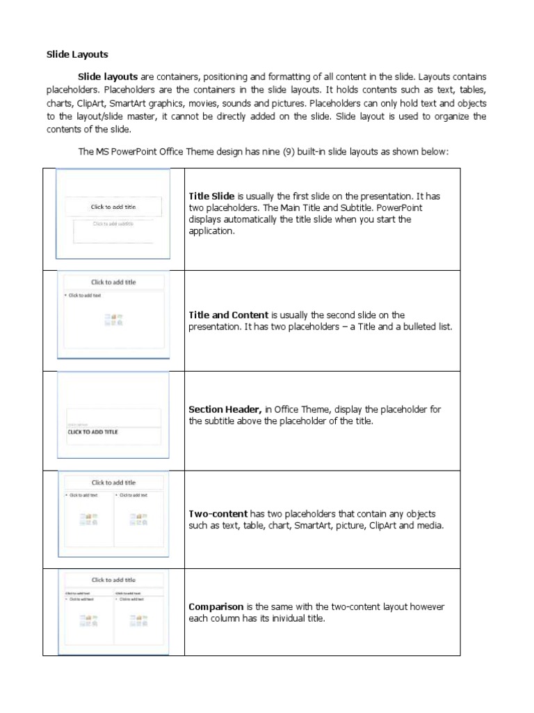 Slide Layouts | PDF | Page Layout | Hyperlink