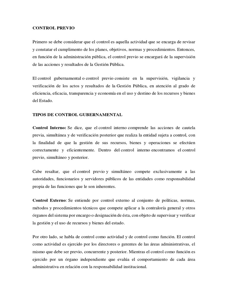 Control Previo Simultaneo y Posterior | PDF | Auditoría | Administración Pública