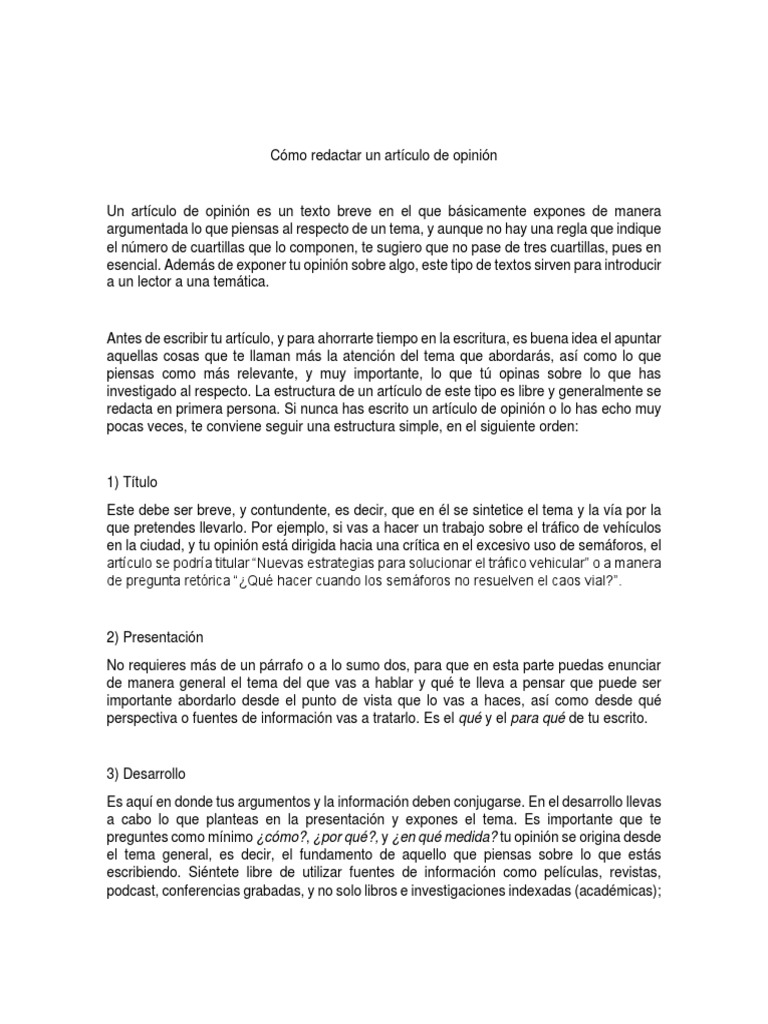 Guía para Escribir Artículos de Opinión | PDF | Cognición