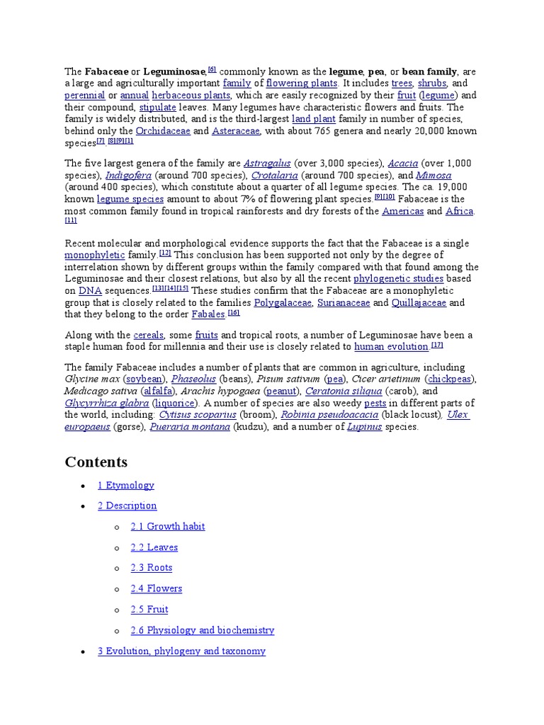 The Fabaceae or Leguminosae and Their Roots | PDF | Petal | Botany