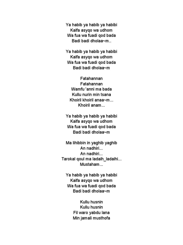 Ya Habib Ya Habib Ya Habibi | PDF
