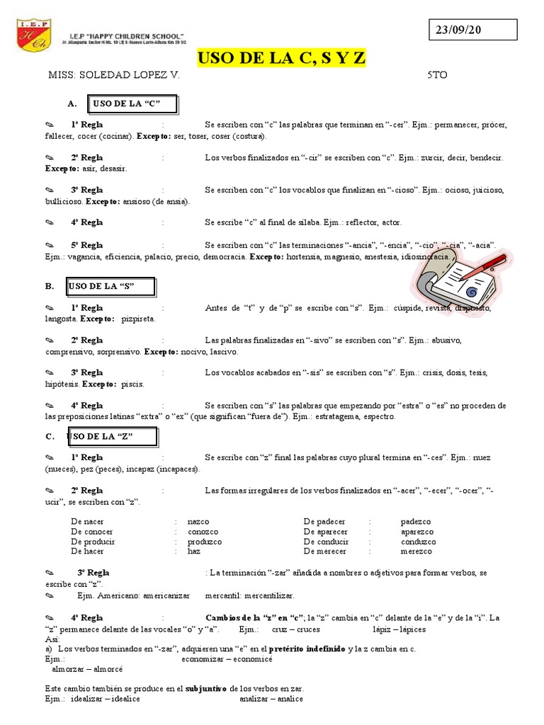 Reglas de Ortografía: C, S y Z | PDF | Lingüística | Sintaxis