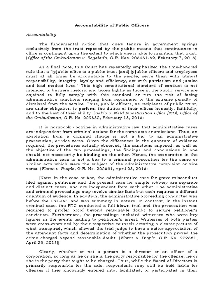 Accountability: Accountability of Public Officers | PDF | Impeachment ...