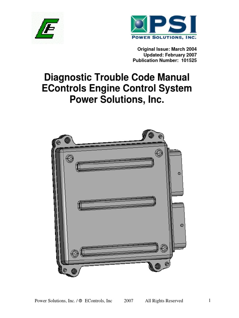 Diagnostic Trouble Code Manual Econtrols Engine Control System Power ...