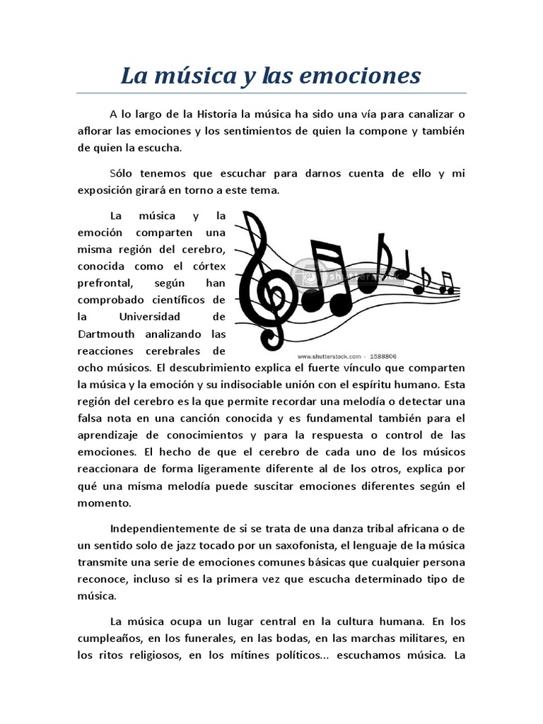 La música como expresión emocional | PDF | Las emociones | Cerebro