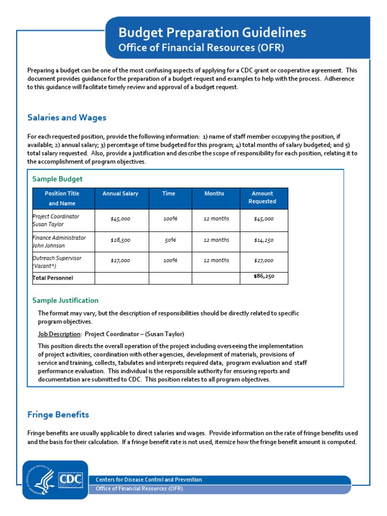 Budget Preparation Guidelines: Office of Financial Resources (OFR ...