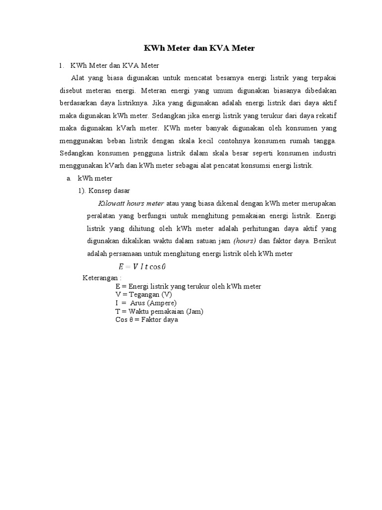 Pengukuran Energi dengan KWh dan KVA Meter | PDF