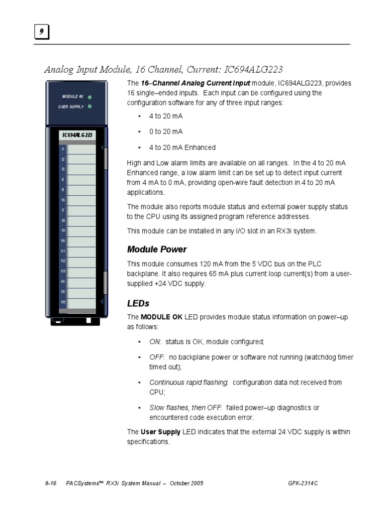 CARTÃO ANALOGICO RX3i-IC694ALG223 | PDF | Programmable Logic Controller | Bit