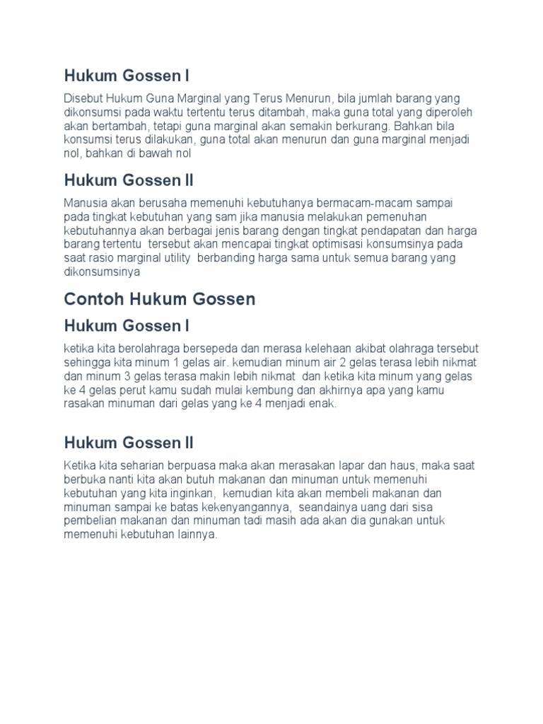 Hukum Gossen I | PDF