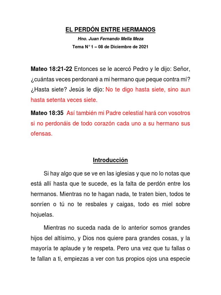 Tema El Perdón | PDF | Perdón | Pecado